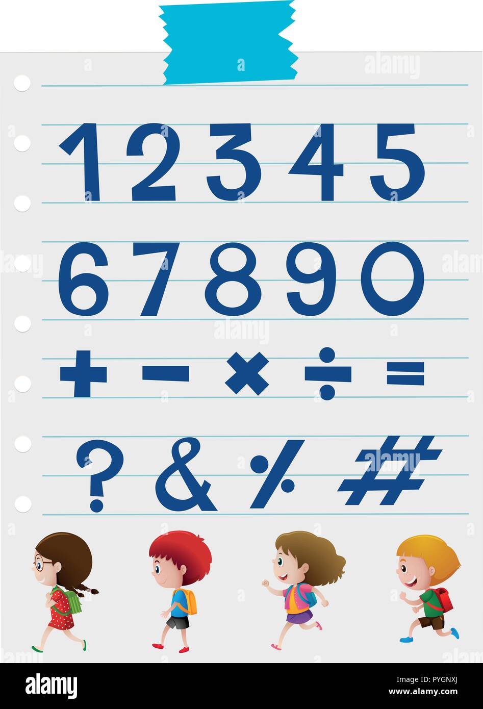 Font design for numbers and signs illustration Stock Vector Image & Art ...