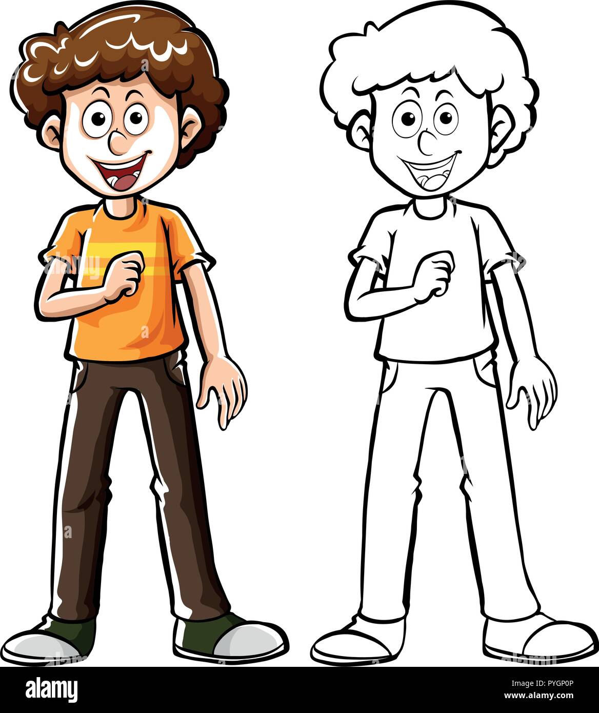 Doodle character for teenage boy illustration Stock Vector Image Art Alamy
