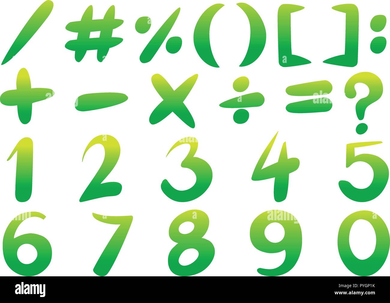 Numbers and signs in green color illustration Stock Vector Image & Art ...