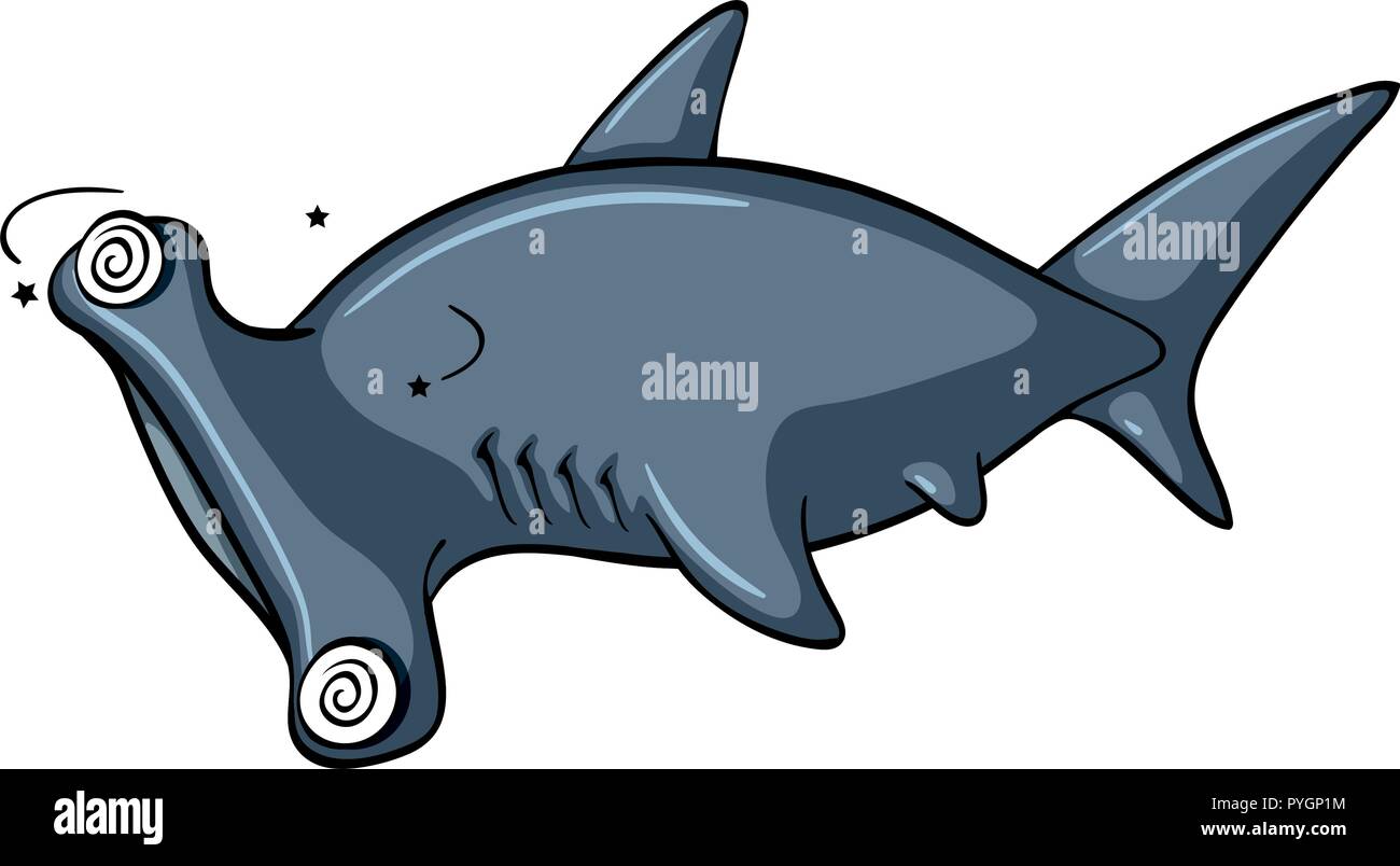 Hammerhead shark with dizzy face illustration Stock Vector Image & Art ...