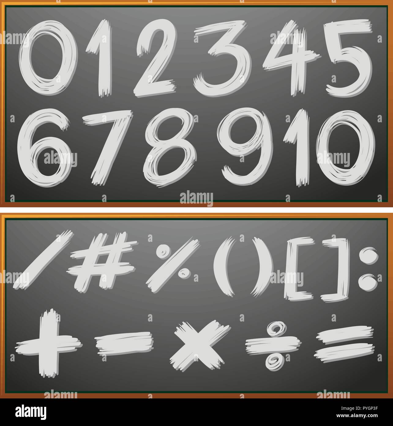 Numbers and signs on blackboard illustration Stock Vector Image & Art ...