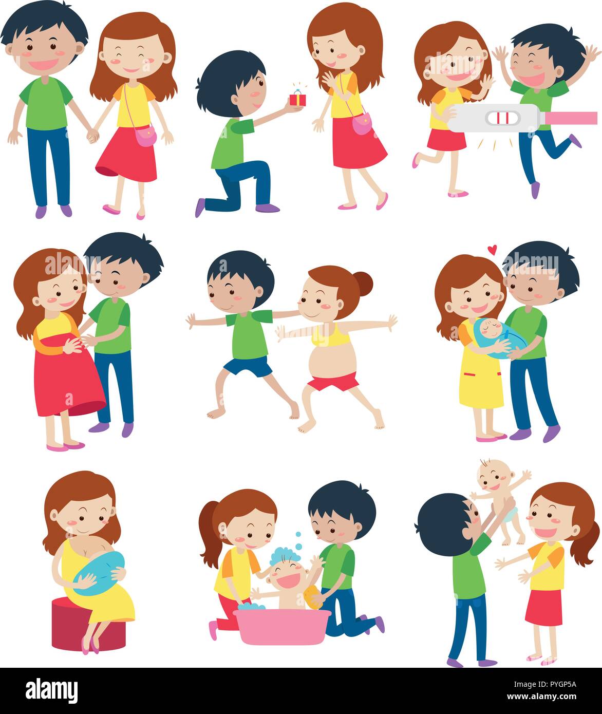 Love couple in different actions illustration Stock Vector Image & Art ...