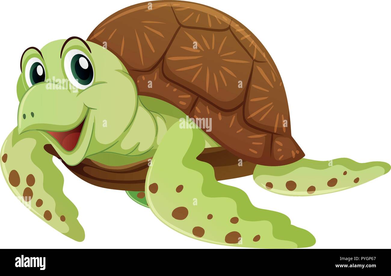 Sea turtle with happy face illustration Stock Vector Image & Art - Alamy