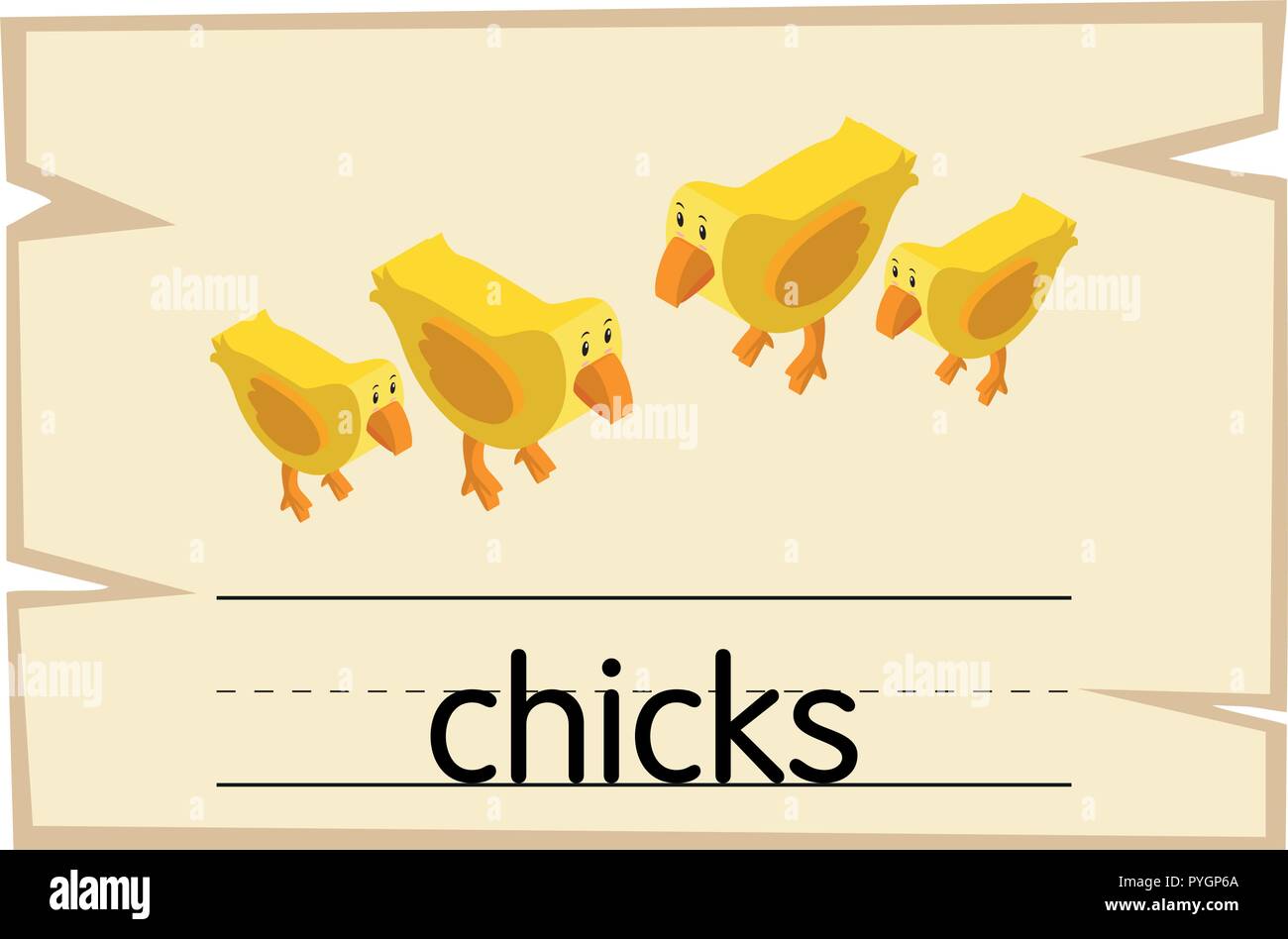 Wordcard design for word chicks illustration Stock Vector Image & Art ...