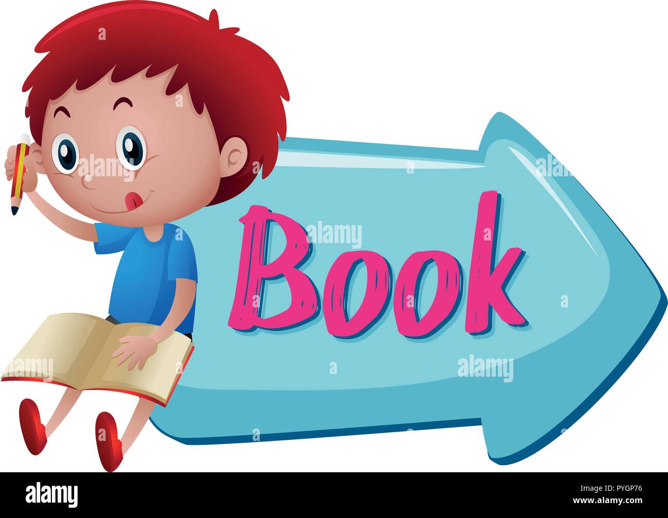Blue arrow with word book illustration Stock Vector Image & Art - Alamy