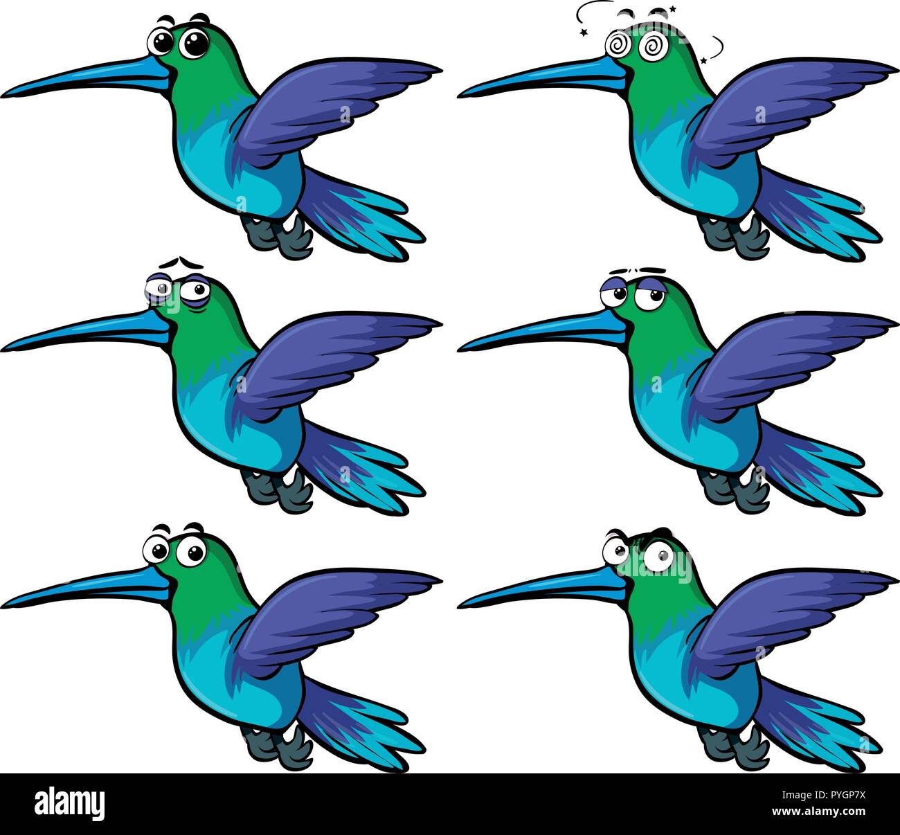 Hummingbirds with different emotions illustration Stock Vector Image ...