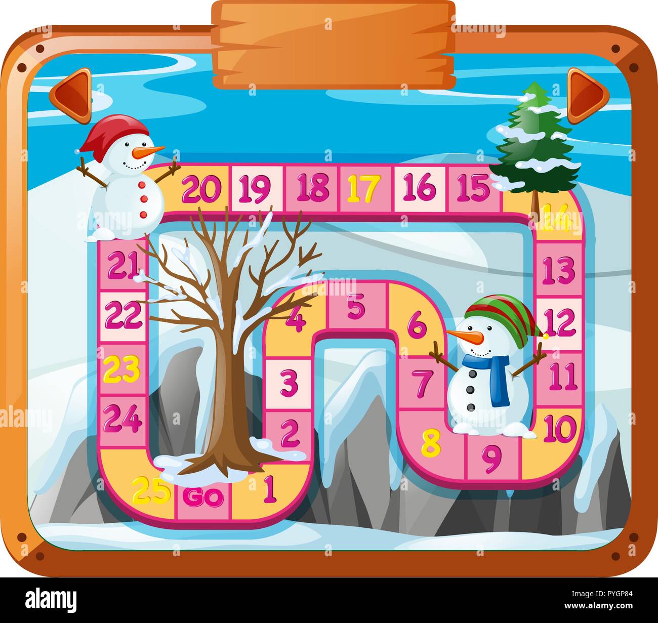 Game template with snowman in background illustration Stock Vector ...