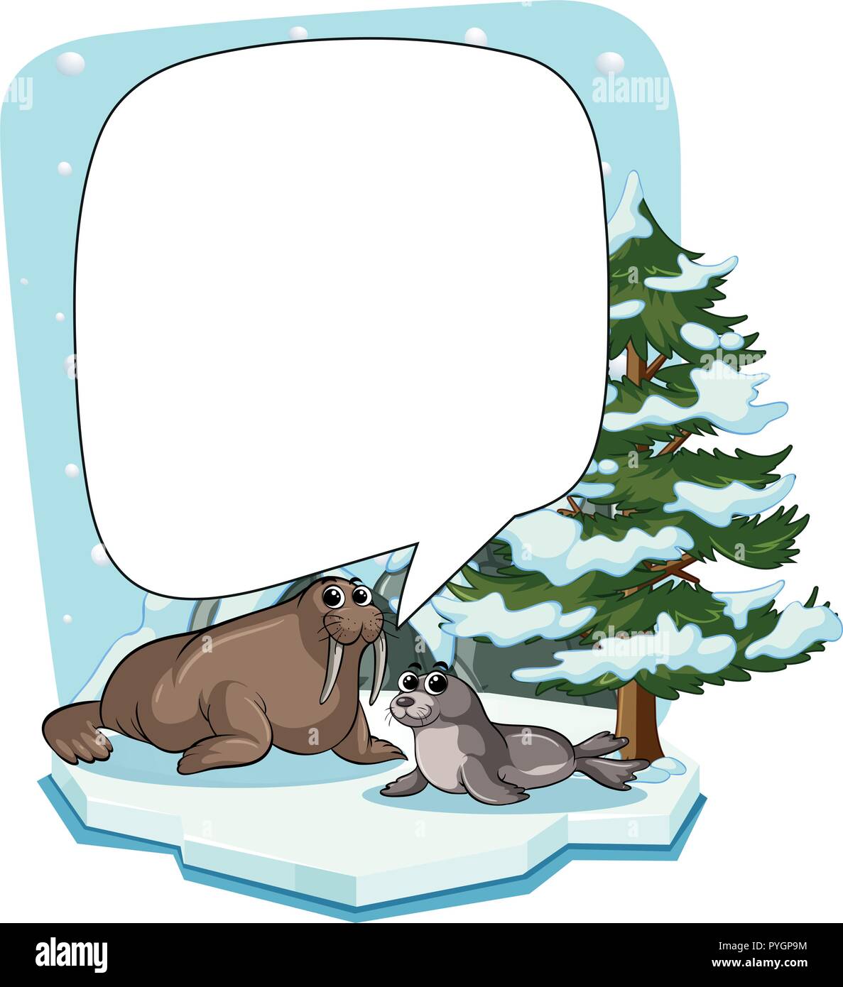 Walrus and seal on ice illustration Stock Vector Image & Art - Alamy