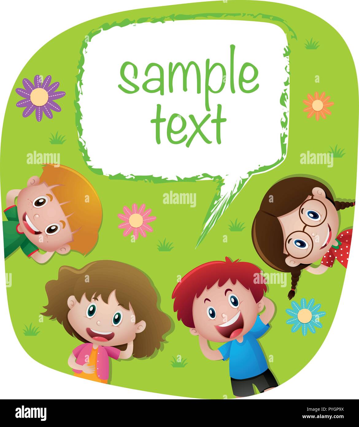 Sample text template with happy kids illustration Stock Vector Image ...