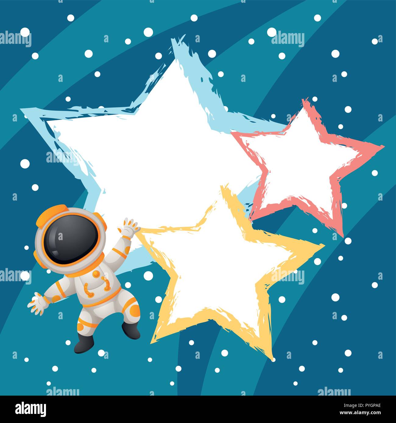 Border template with astronaunt flying in space illustration Stock ...