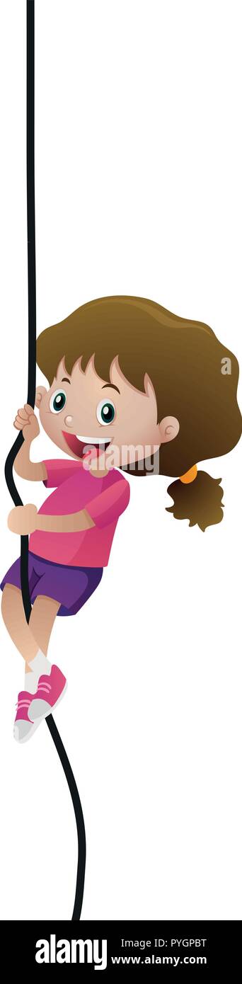 Little girl climbing rope illustration Stock Vector Image & Art - Alamy