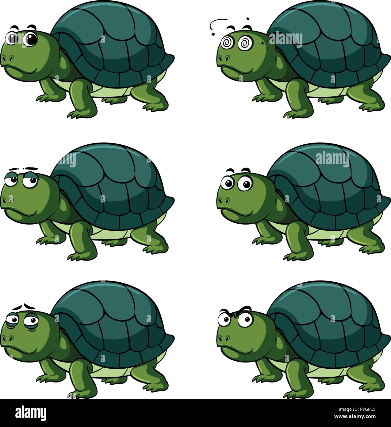 Turtle with different facial expressions illustration Stock Vector ...