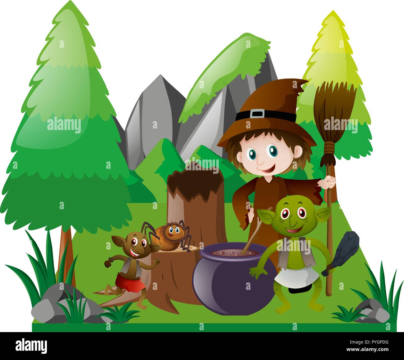 Witch mountain Stock Vector Images - Alamy