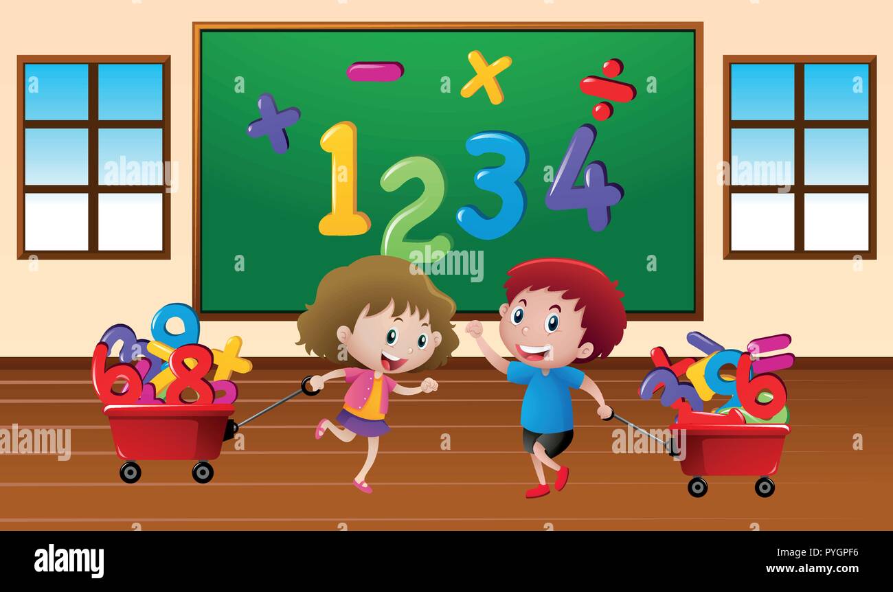 Kids learning math in classroom illustration Stock Vector Image & Art ...