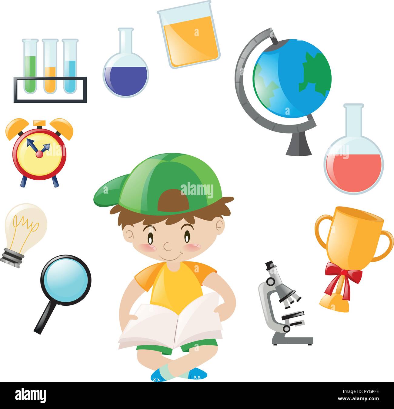 Student and school objects illustration Stock Vector Image & Art - Alamy