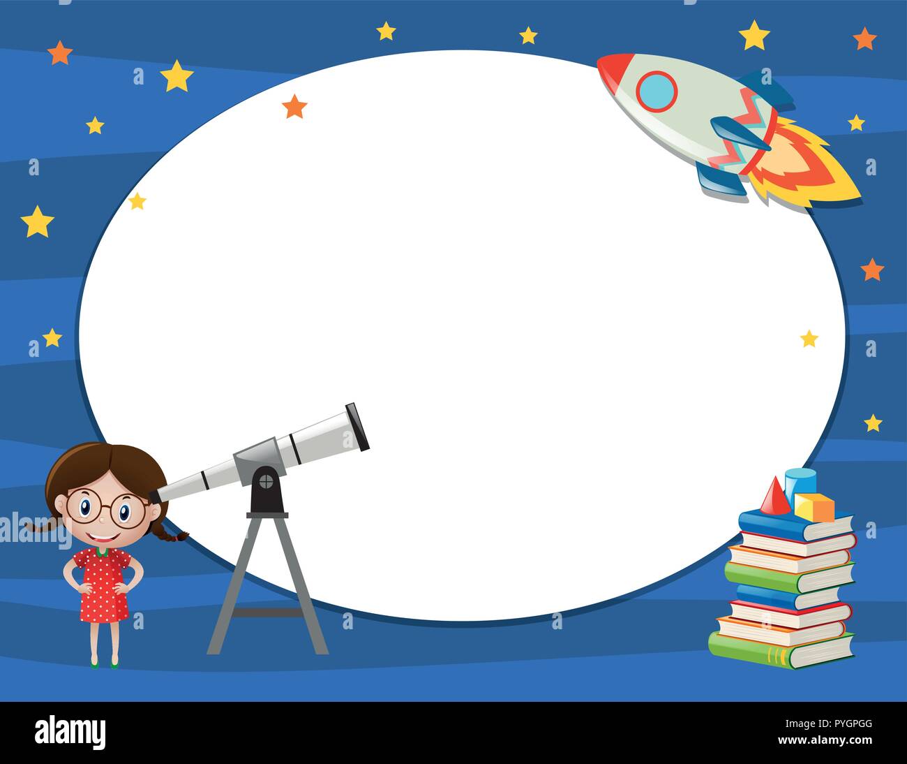 Frame template with girl and telescope illustration Stock Vector Image ...