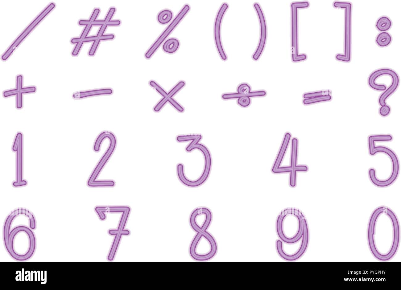 Numbers and signs in pink color illustration Stock Vector Image & Art ...