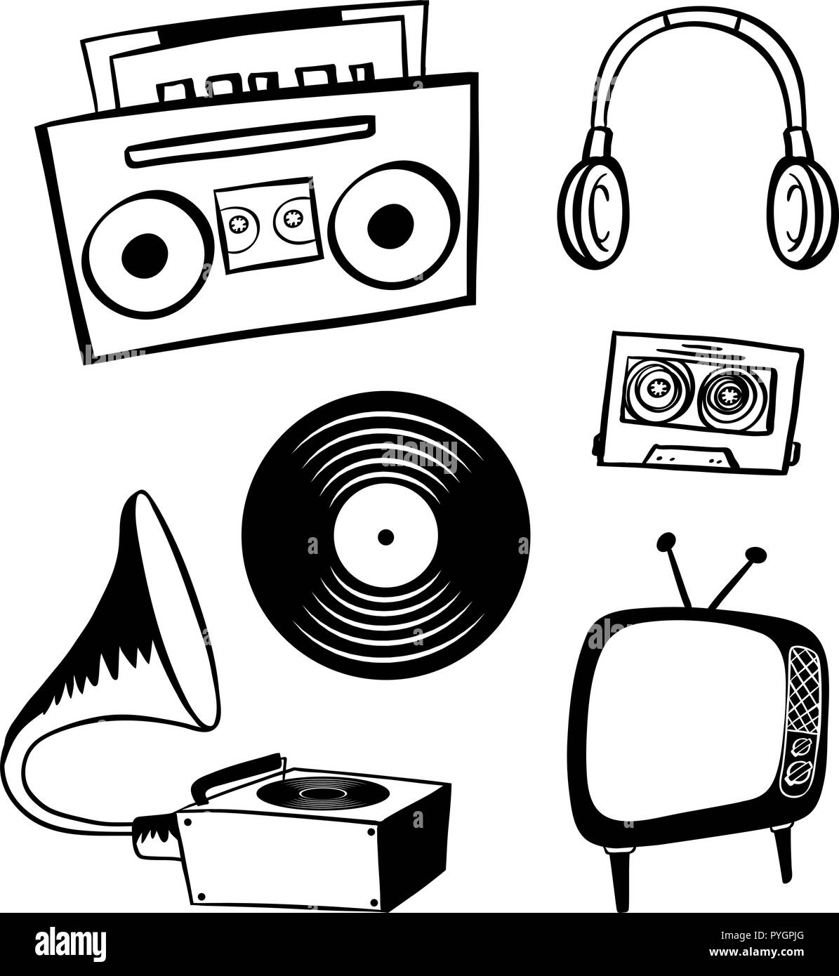 Doodle items for entertainment illustration Stock Vector Image & Art ...