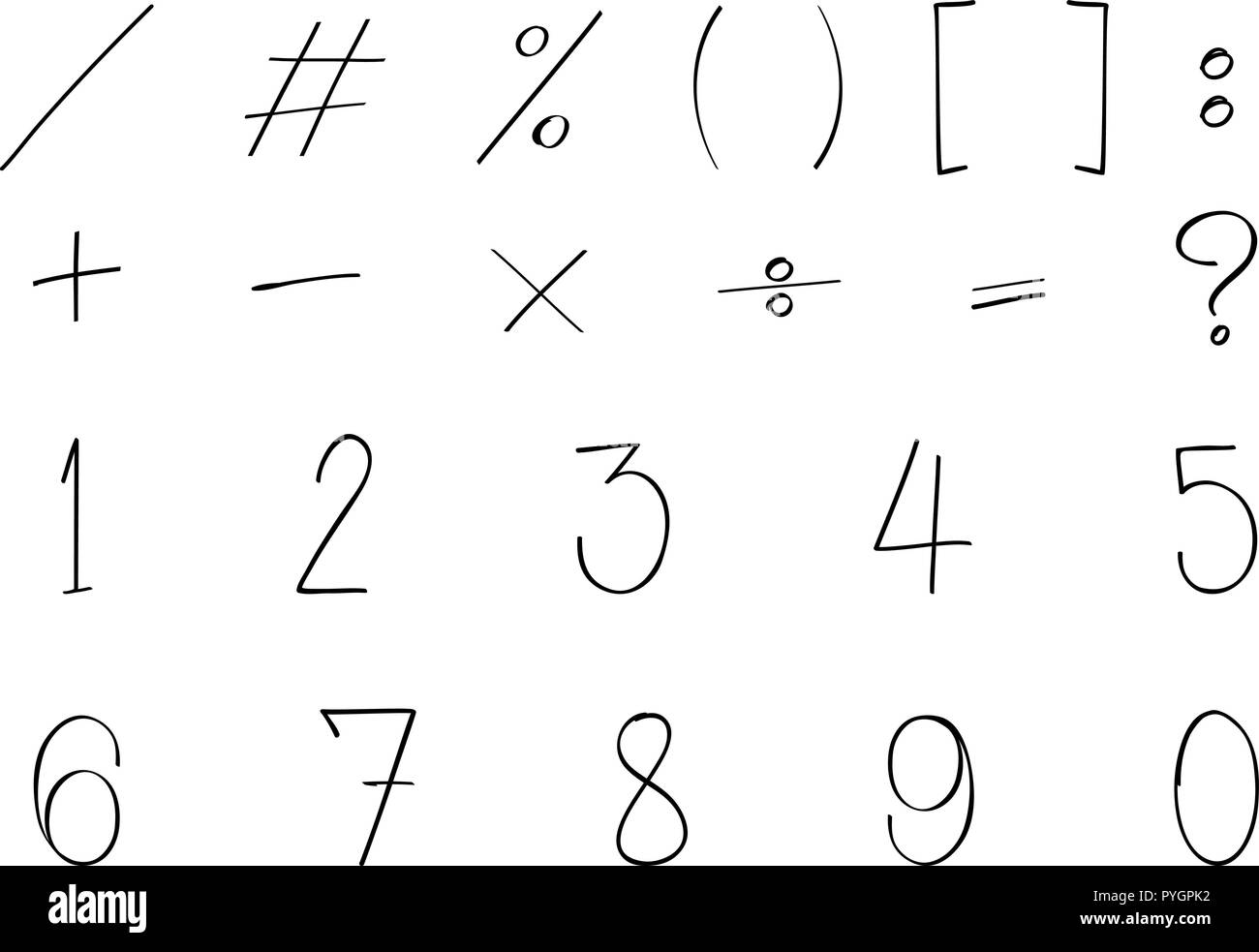 Numbers and math signs in black illustration Stock Vector Image & Art ...