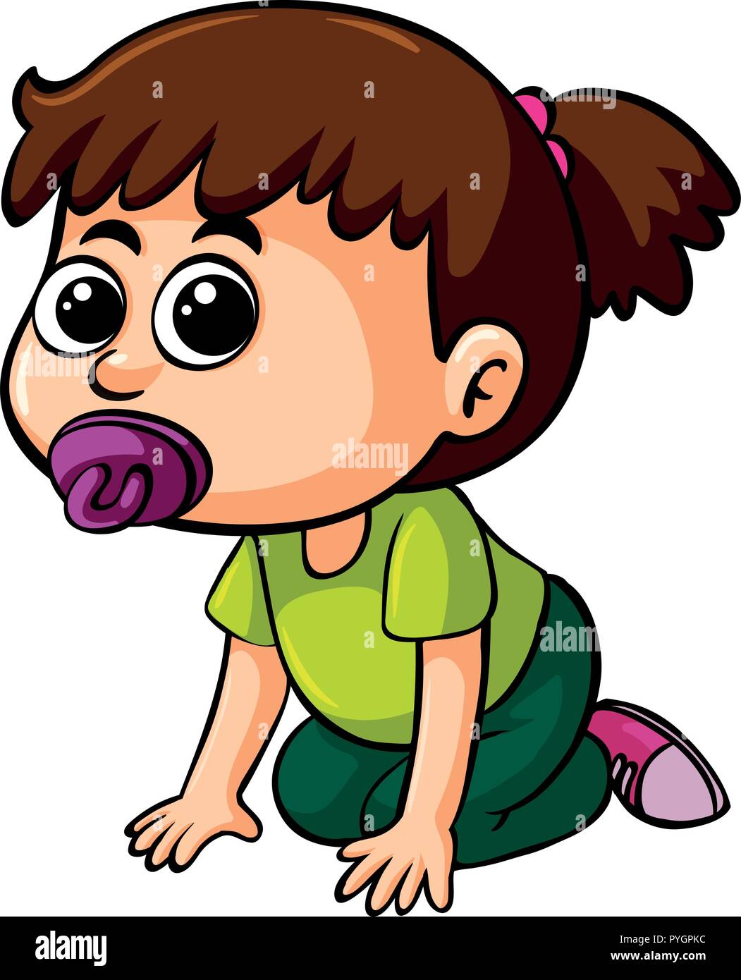 Happy toddler girl crawling illustration Stock Vector Image & Art - Alamy