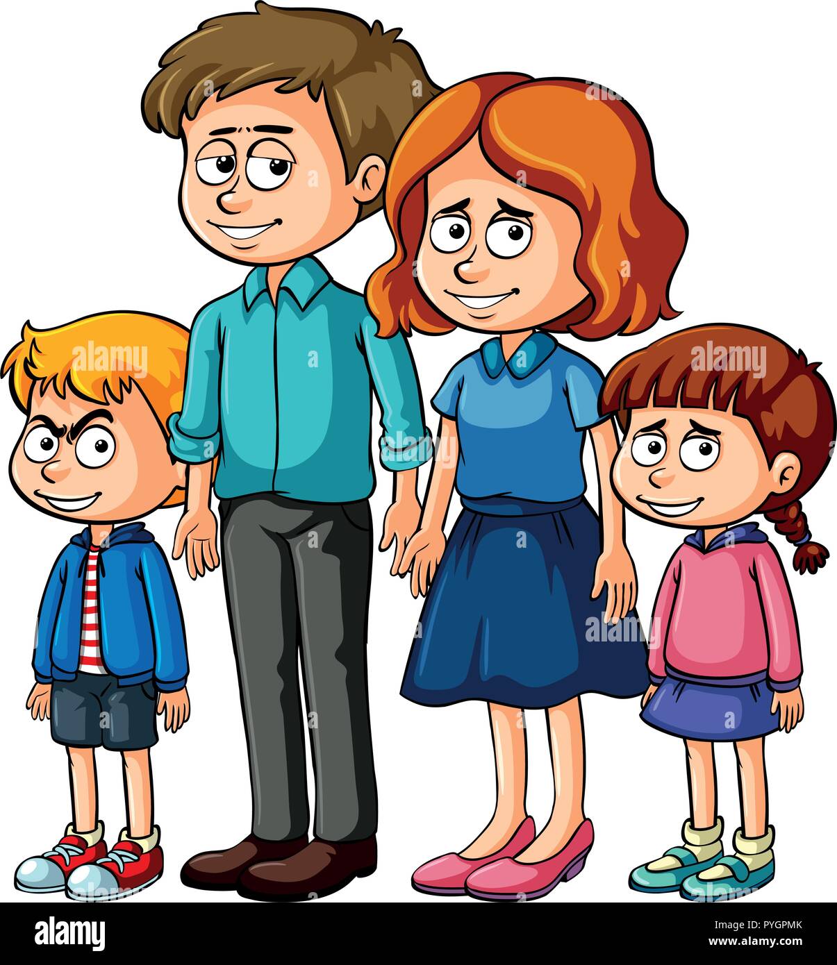 Family with parents and children illustration Stock Vector Image & Art ...