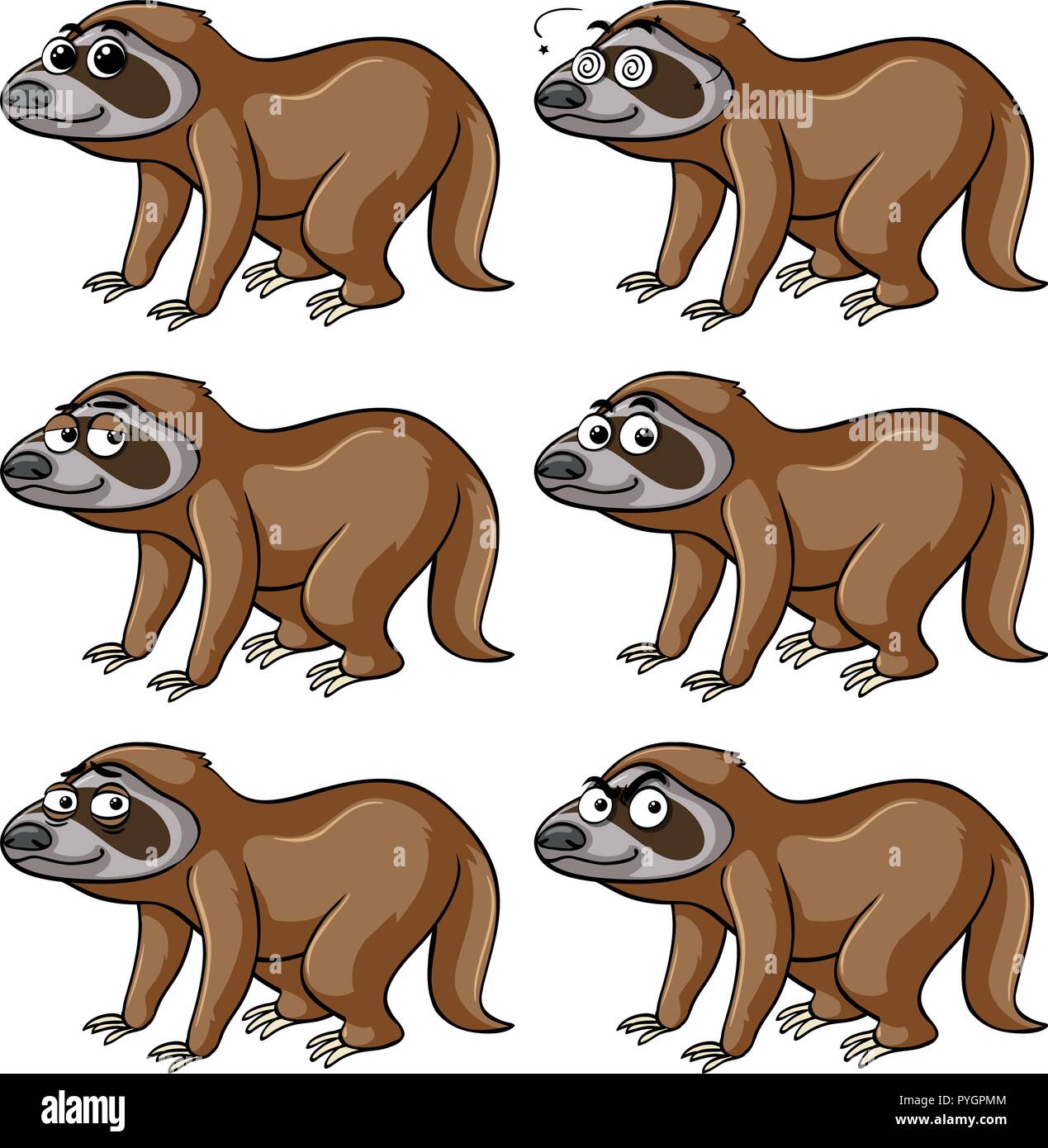 Sloth with different emotions illustration Stock Vector Image & Art - Alamy