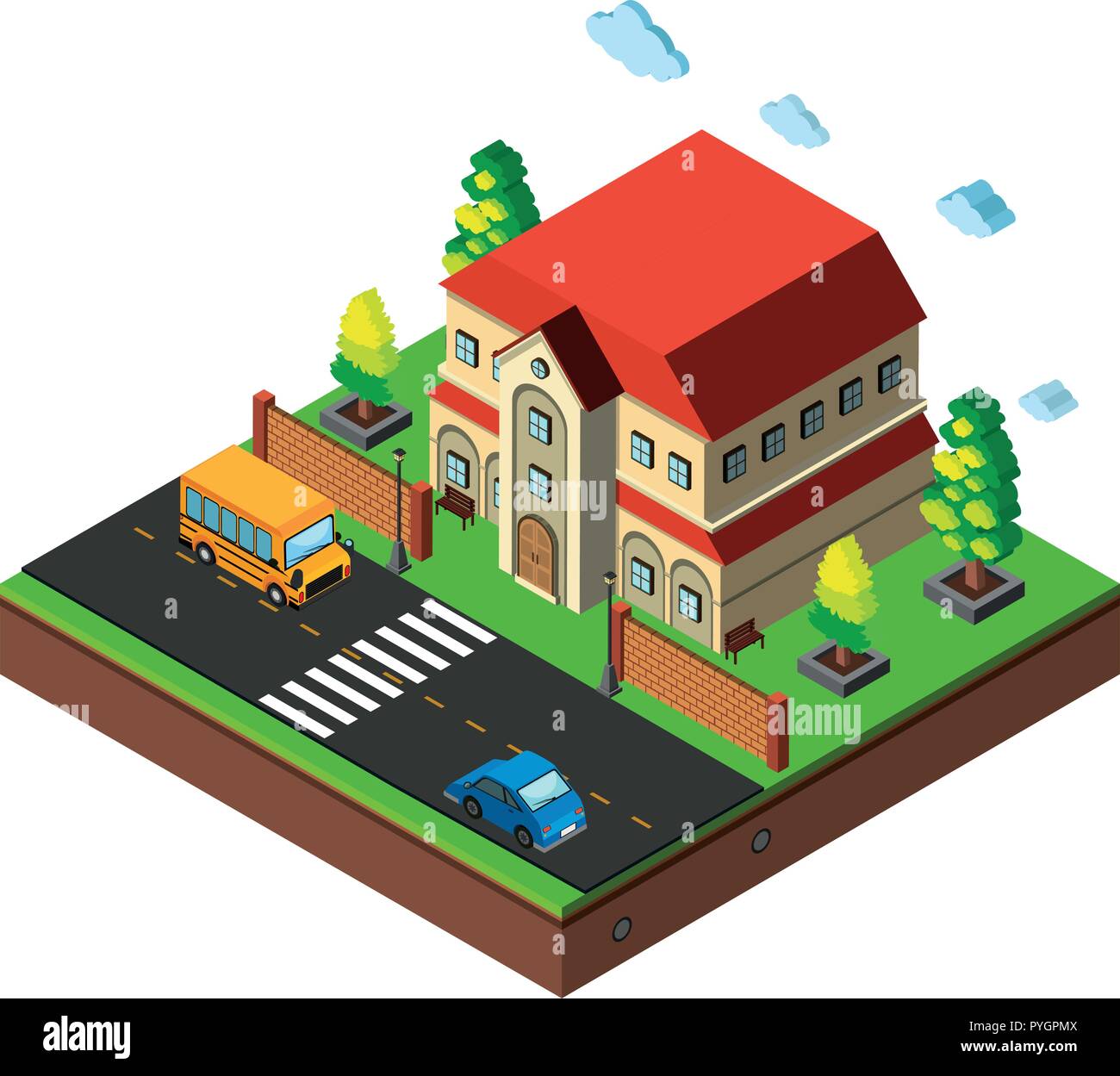 3D design for big house by the road illustration Stock Vector Image ...