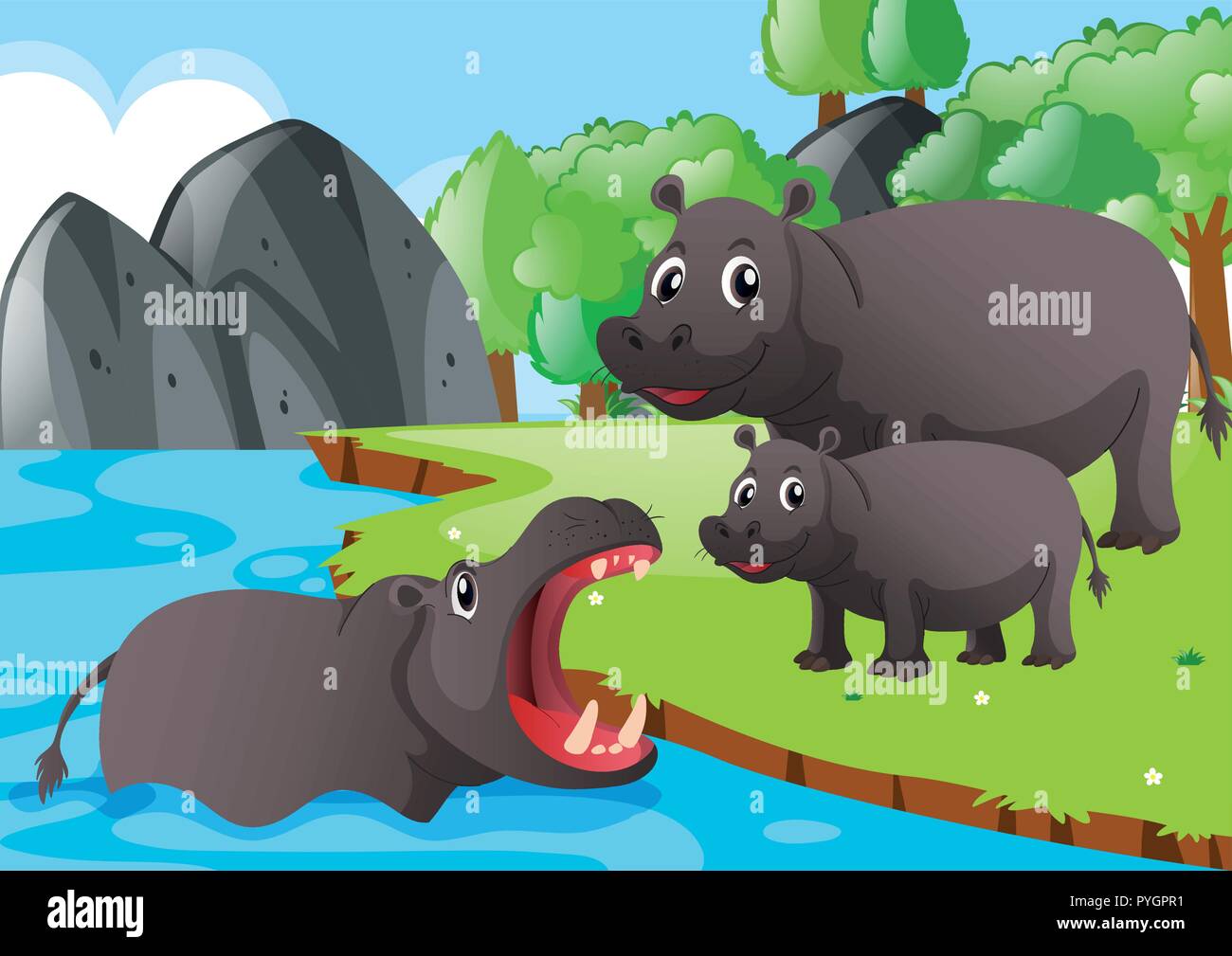 Cute family in park Stock Vector Images - Alamy