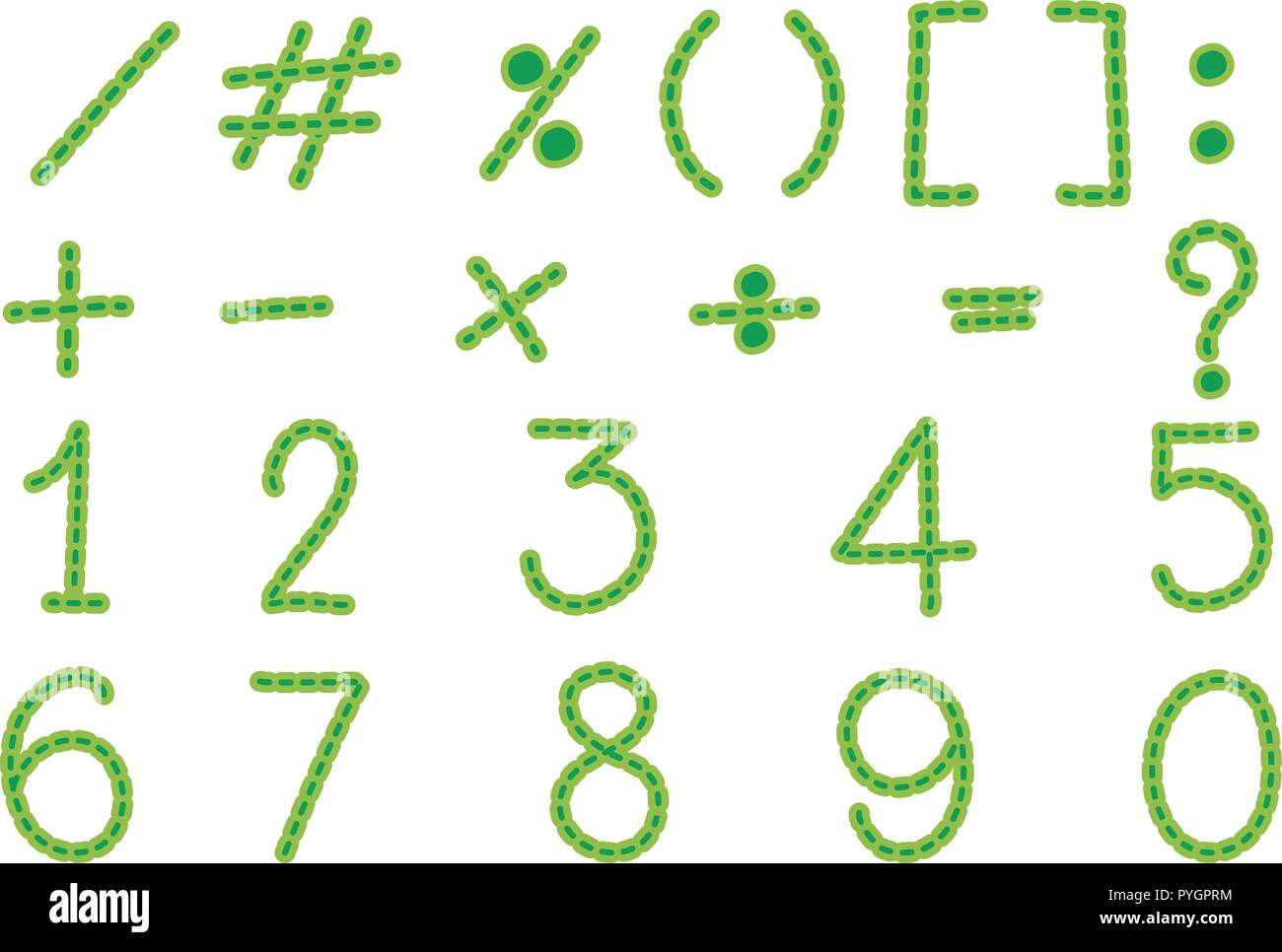 Numbers and signs in green color illustration Stock Vector Image & Art ...