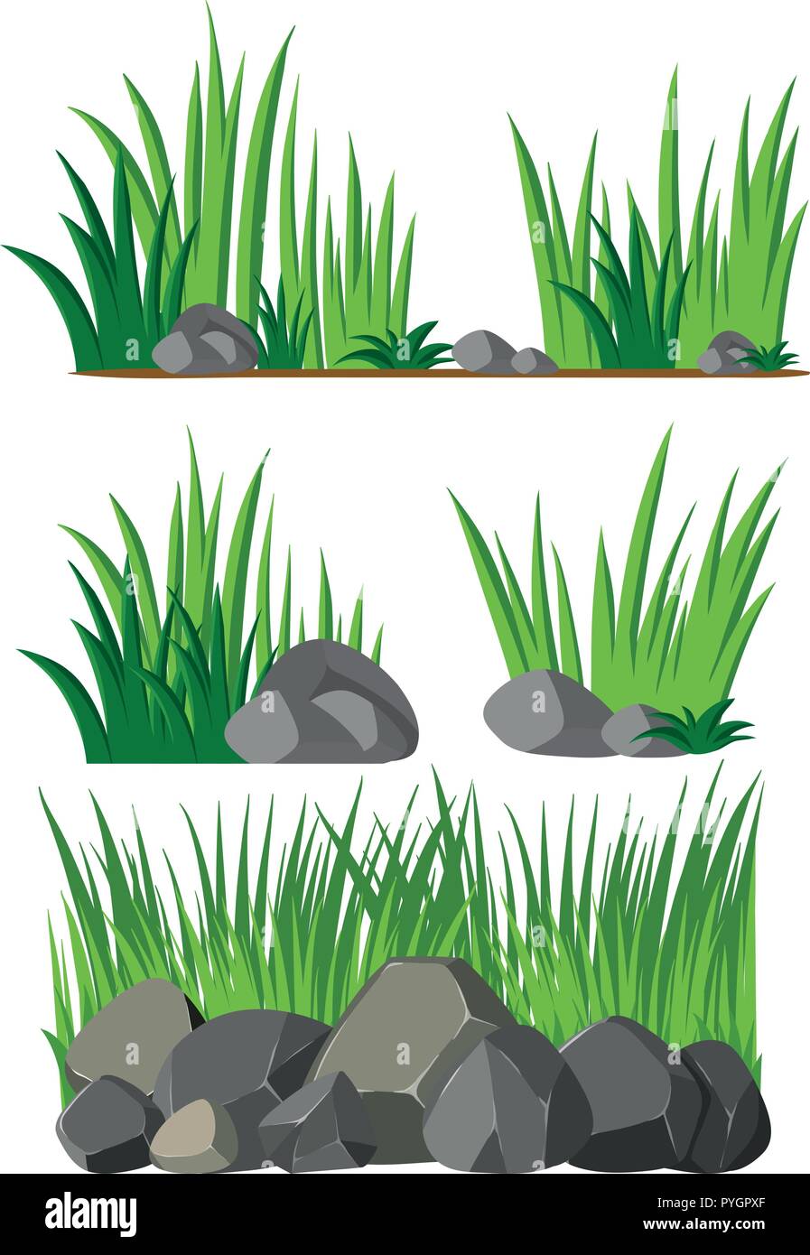 Seamless background with grass and rocks illustration Stock Vector ...