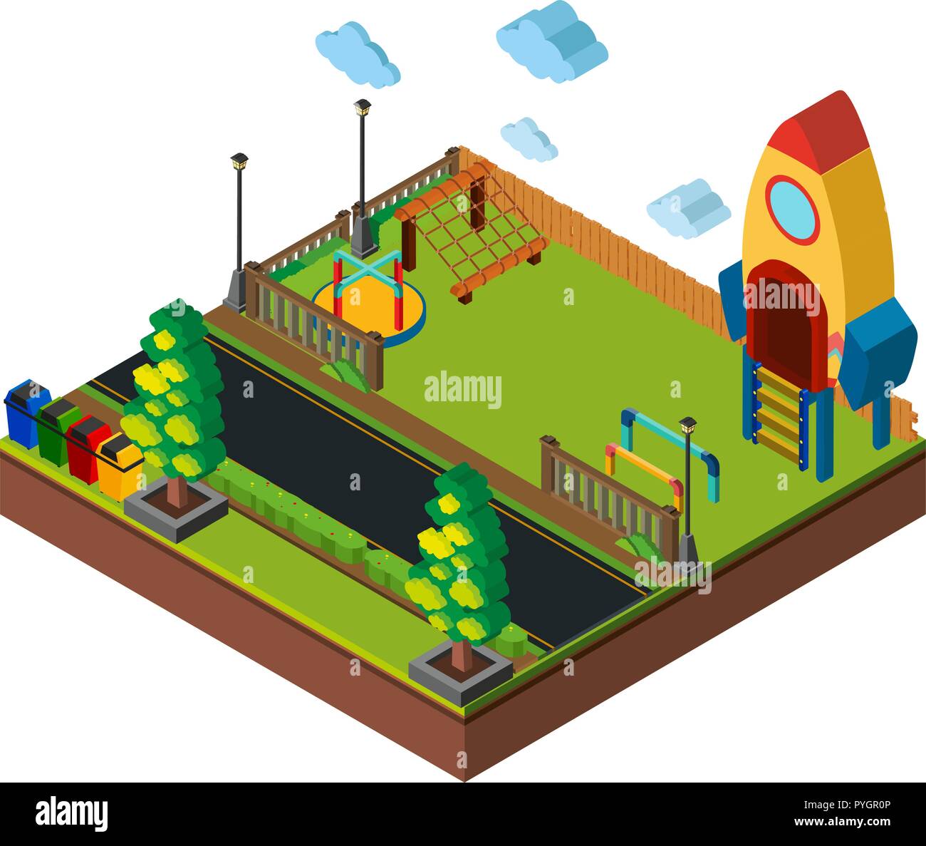 Isometric playground scene illustration Stock Vector Image & Art - Alamy