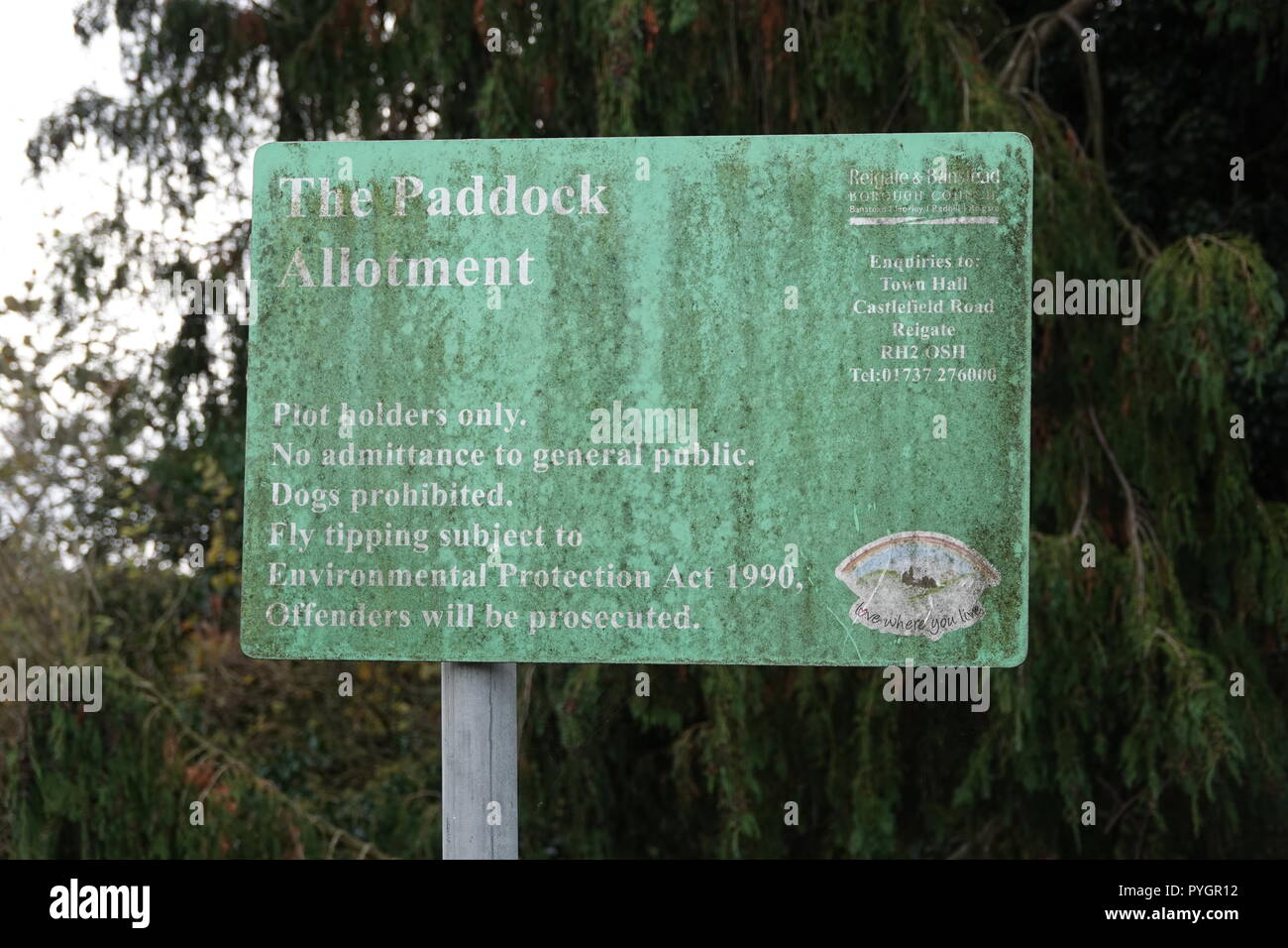 Old sign with rules for local council allotment Stock Photo - Alamy