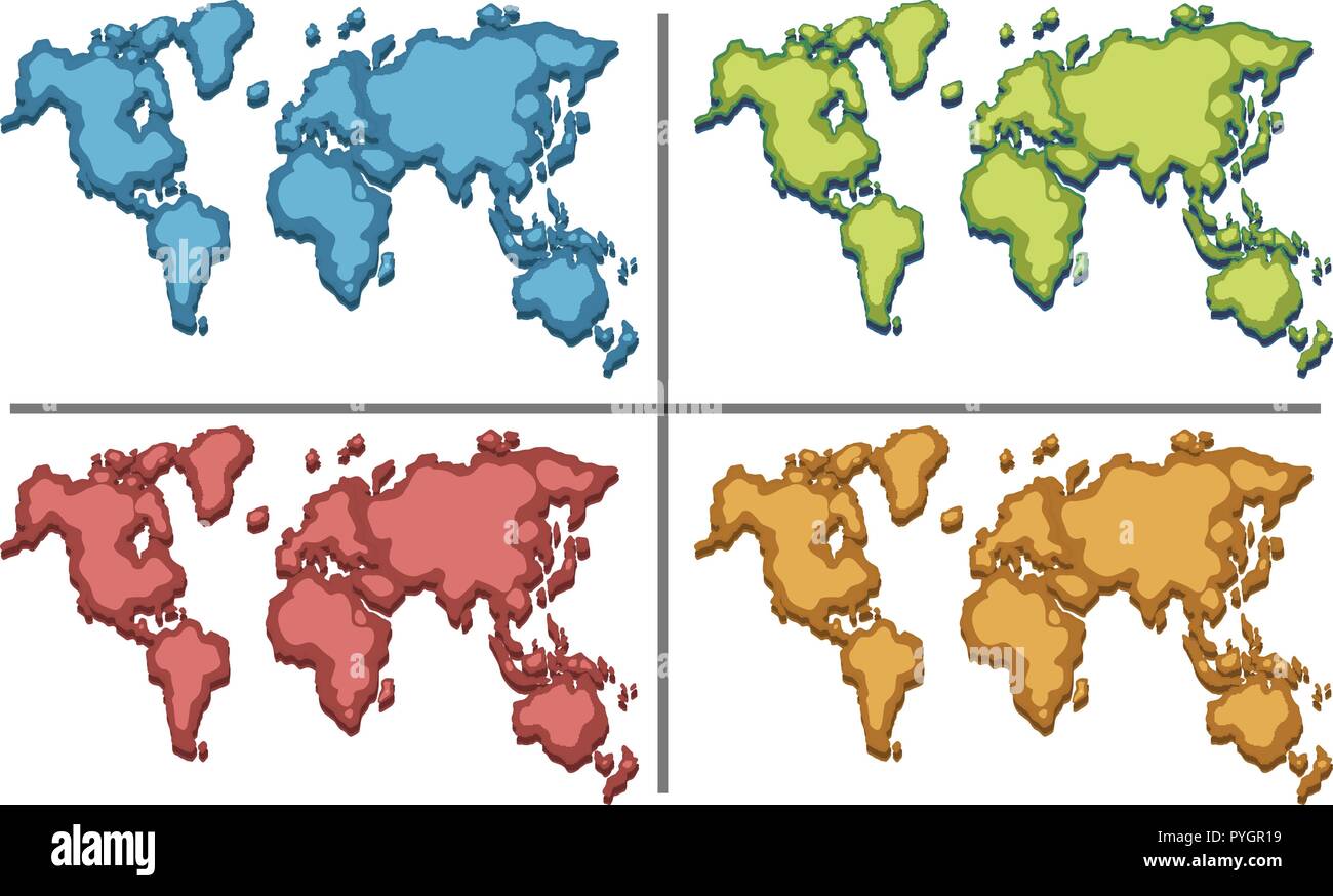 World atlas in four colors illustration Stock Vector Image & Art - Alamy