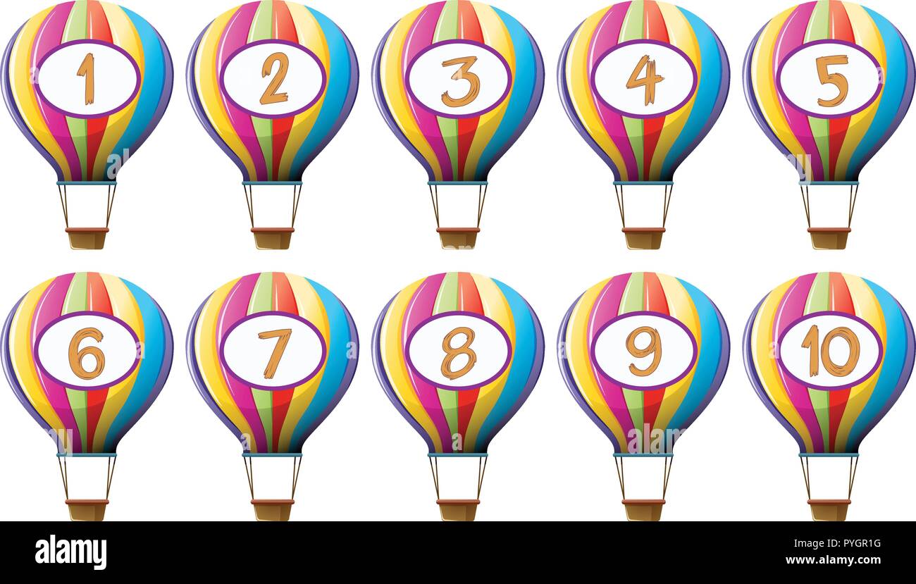 Number one to ten on colorful balloons illustration Stock Vector Image ...