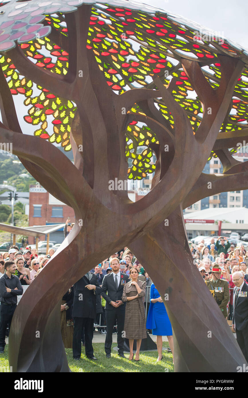 The Duke and Duchess of Sussex view the newly unveiled UK war memorial ...
