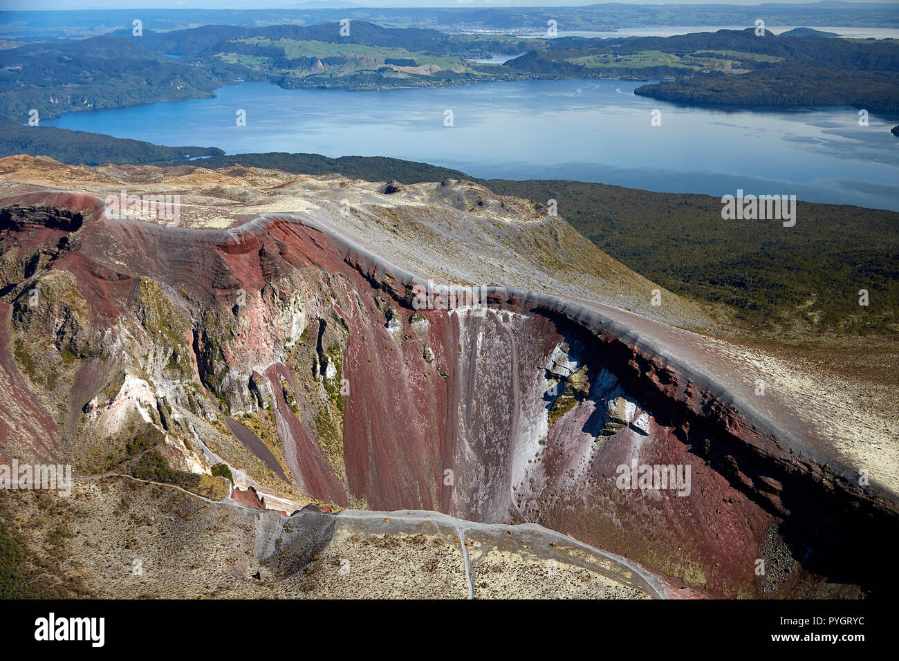 Aerial view of mt tarawera volcano hi-res stock photography and images ...