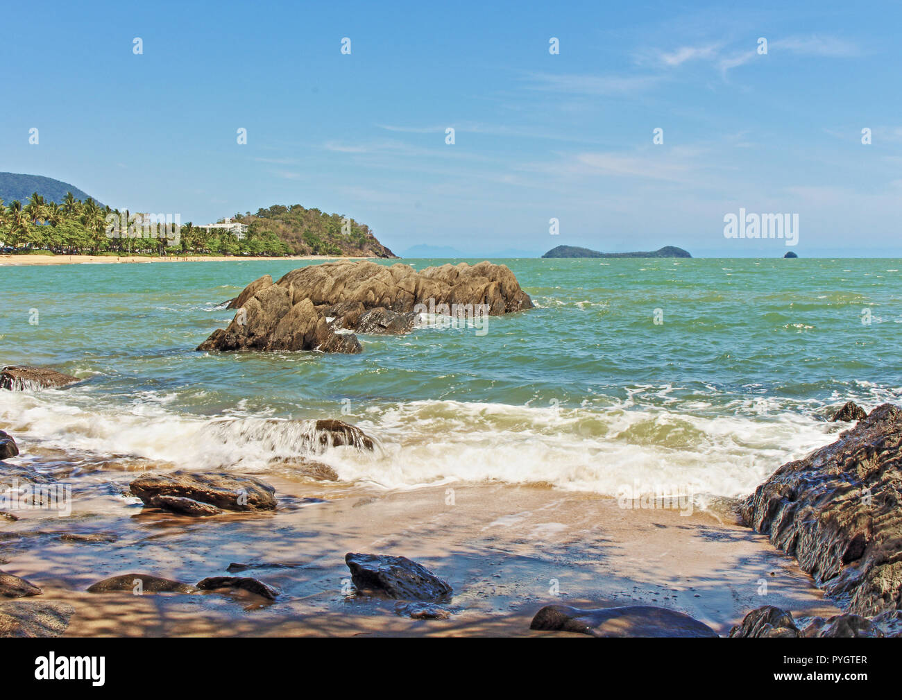 The scenic Trinity Beach from the south end looking northward towards ...