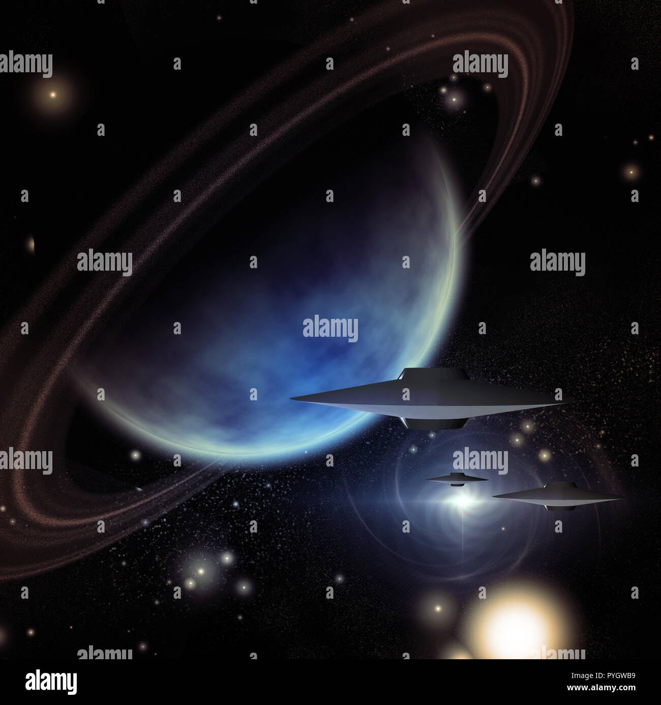 Futuristic sci fi landscape ringed hi-res stock photography and images ...