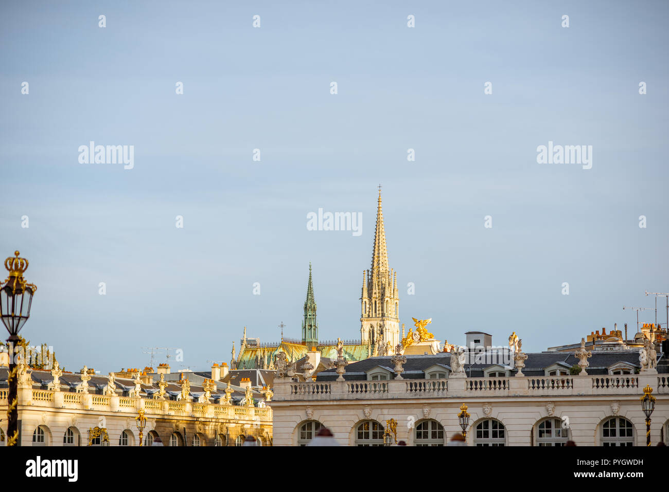 Cityscape view on the central square with beautiful buildings and ...