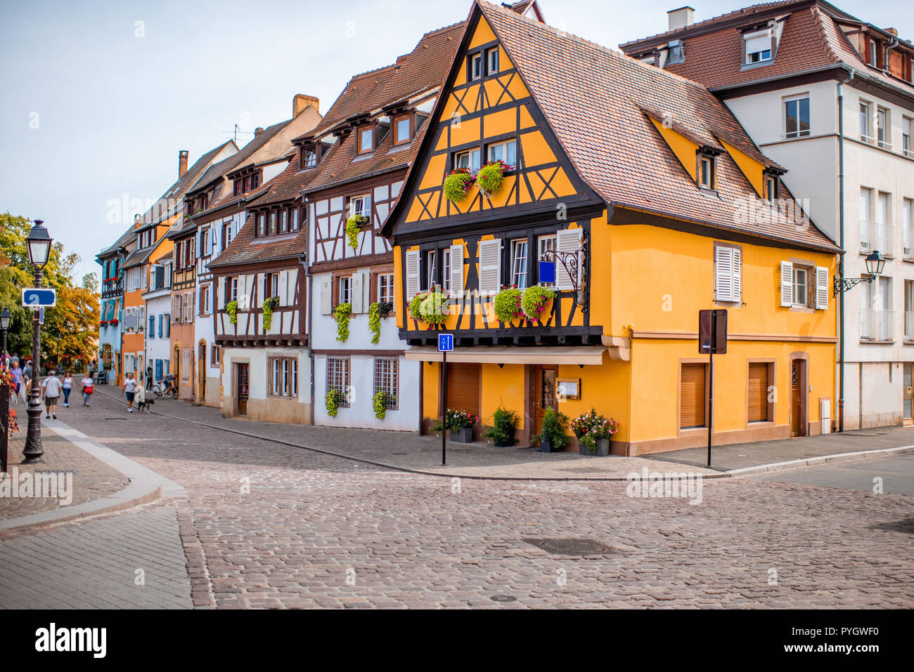 Cityscaspe view on the old town with beautiful half-timbered houses in ...