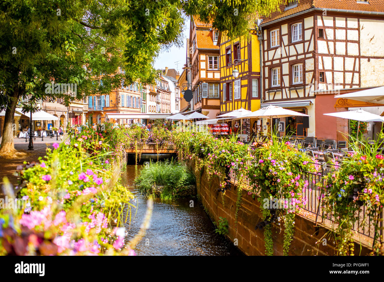 Cityscaspe view on the old town with beautiful half-timbered houses in ...