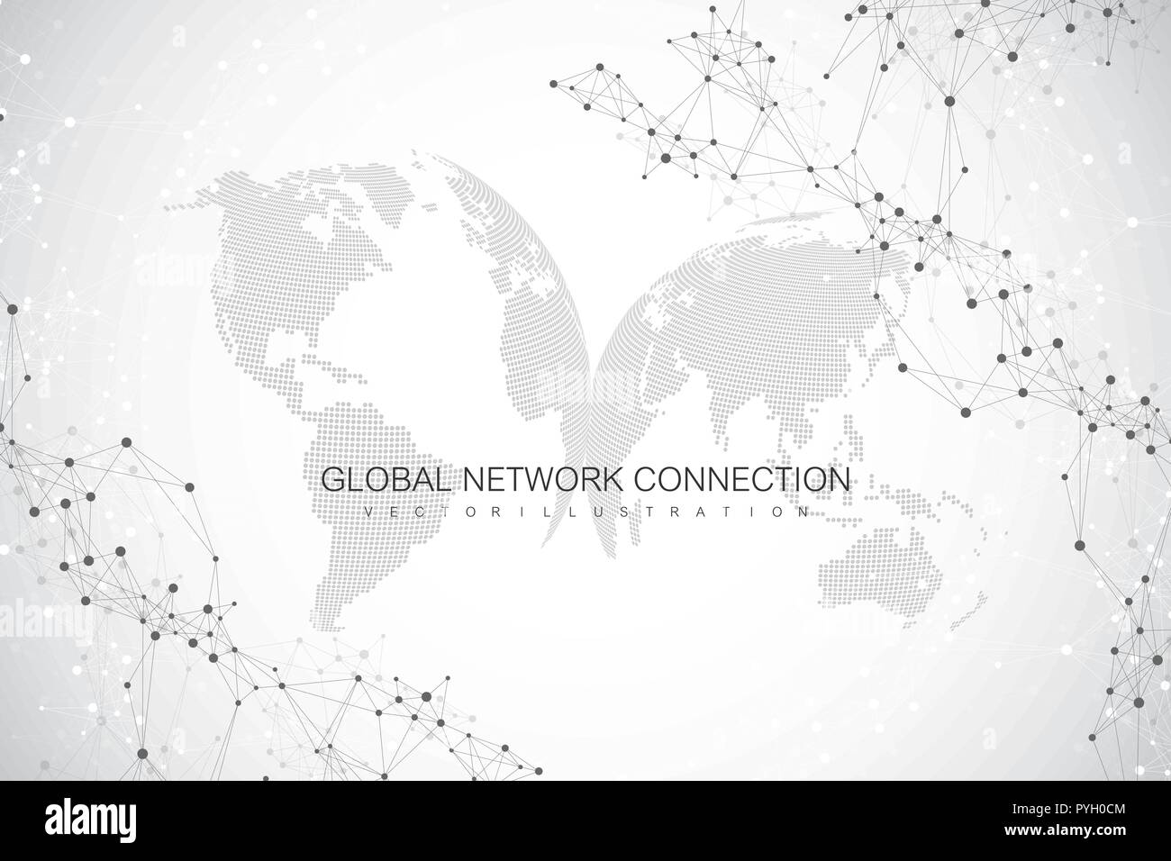 World map point with global technology networking concept. Digital data ...