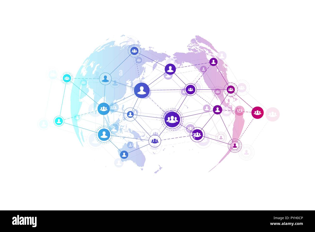 Abstract people connection technology concept with dotted world globe ...