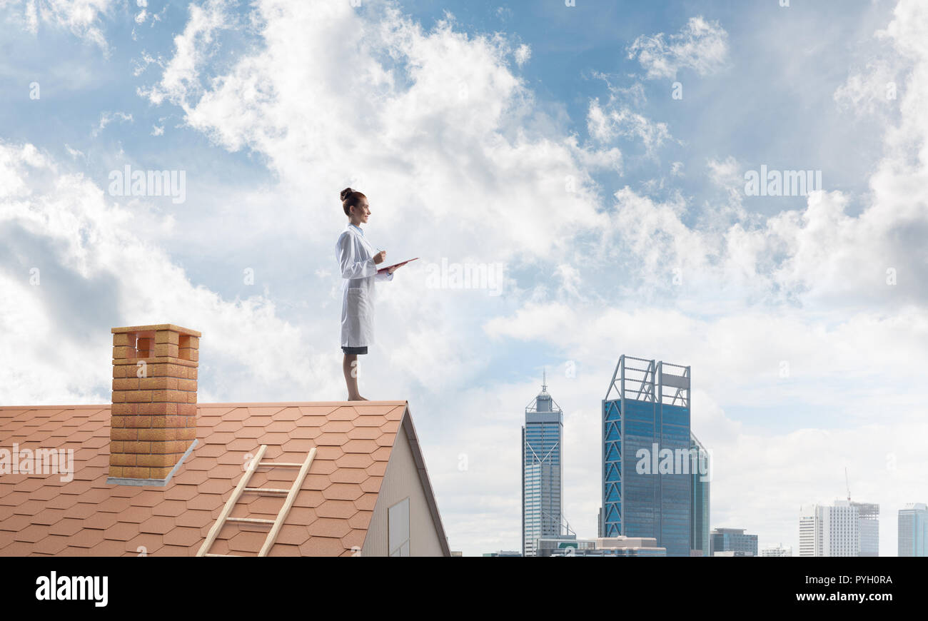 Woman doctor is ready to help the whole city Stock Photo - Alamy