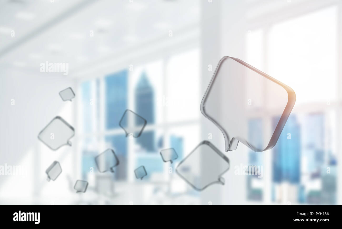 Concept of communication by glass empty chat icon on office back Stock ...