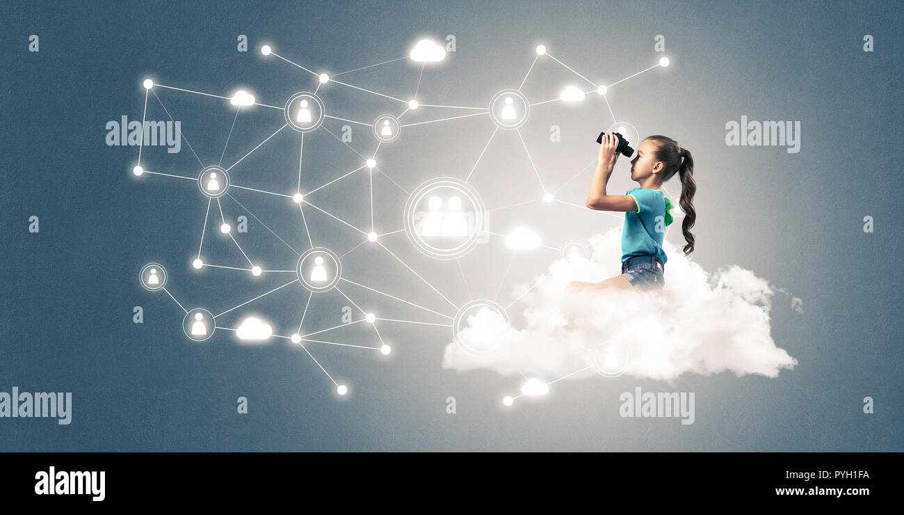 Idea of children Internet communication or online playing and pa Stock ...