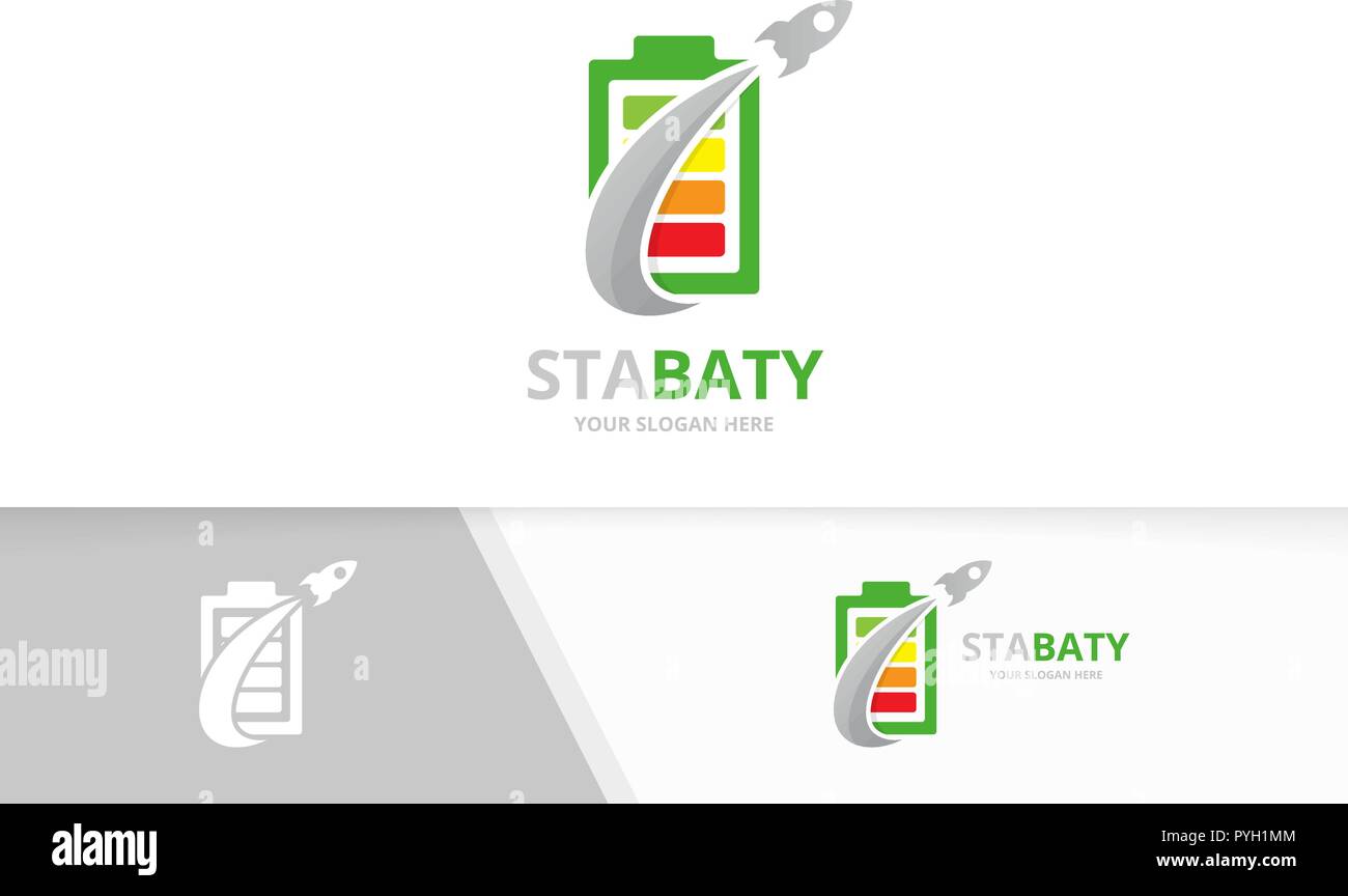 Vector battery and rocket logo combination. Energy and airplane symbol ...