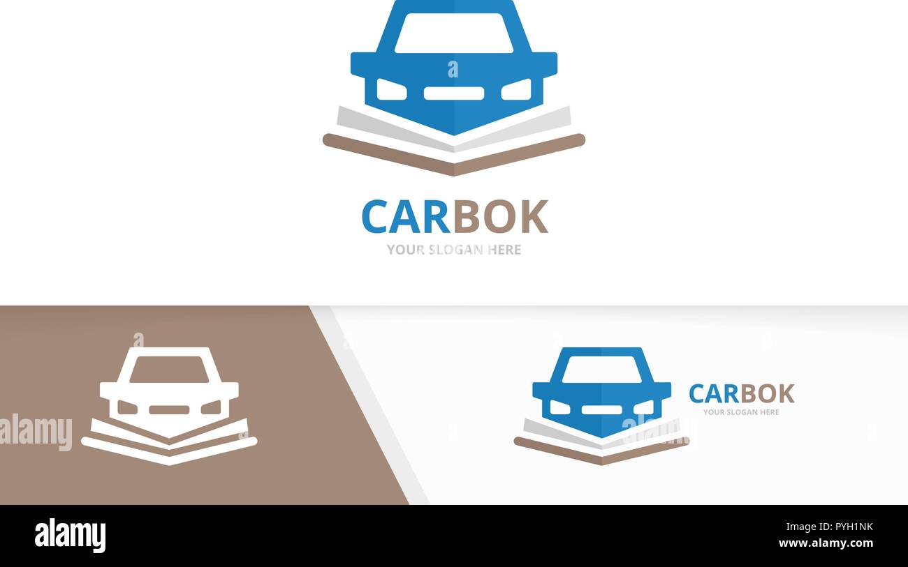 Vector car and open book logo combination. Vehicle and bookstore symbol ...
