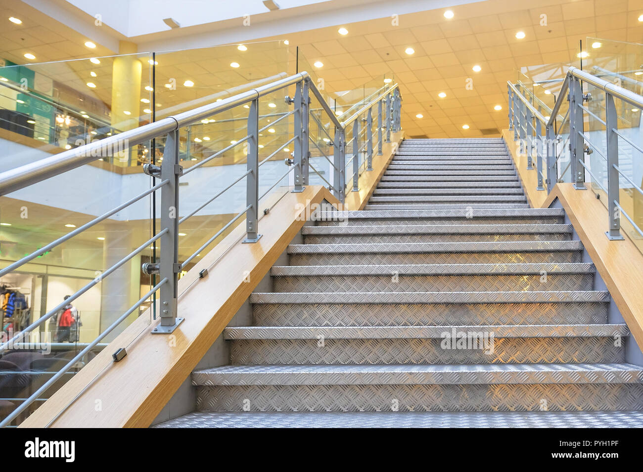 stairs of the shopping center. in a modern shopping complex Stock Photo ...