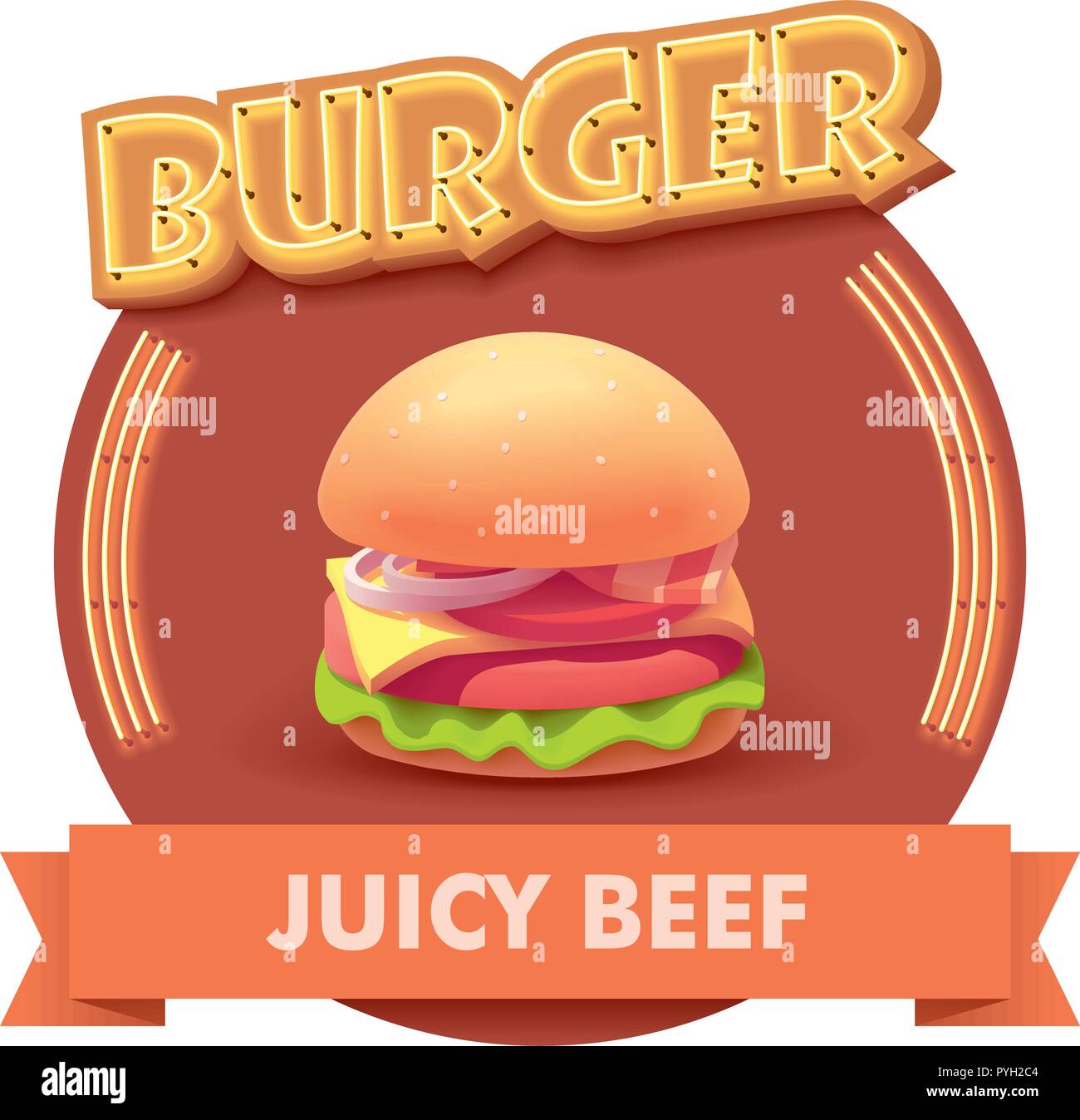 Neon sign burger cafe Stock Vector Images - Alamy